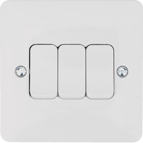 Hager Sollysta WMPS32 Light Switch 3 Gang 2 Way | Consumer Unit World